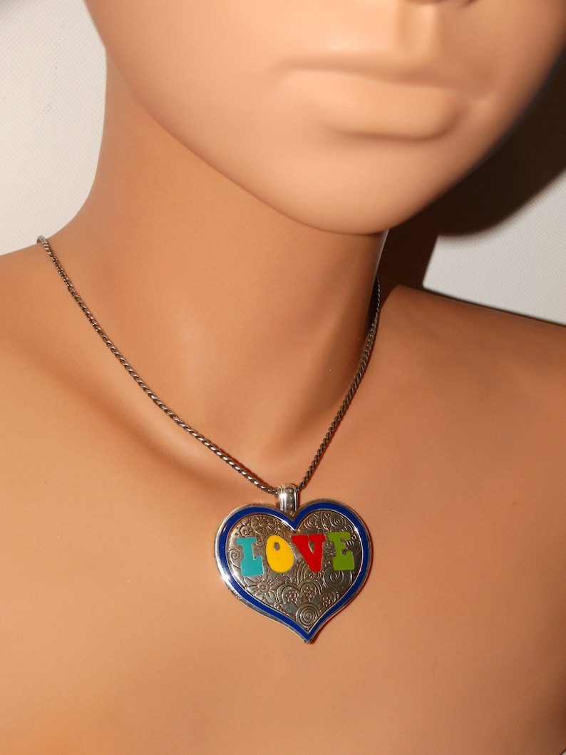 Brighton Love Heart Enamel Silver Tone Reversible Necklace. - Etsy