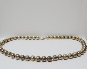 Vintage Signed Mexico Heavy 950 925 Sterling Silver Ball Bead Necklace ...