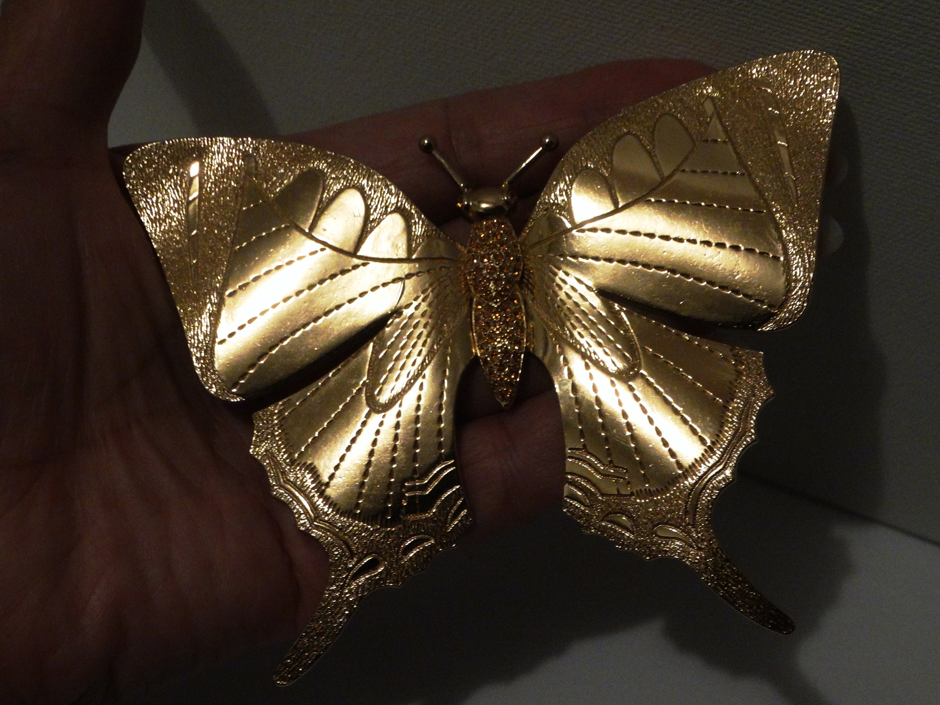 RARE Christian Dior HUGE Textured Gold Tone 3D Butterfly | Etsy