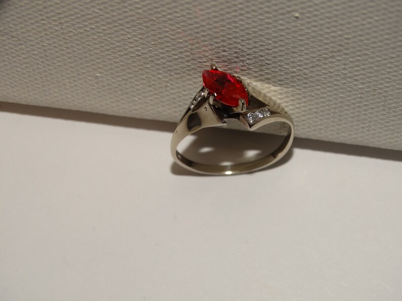 10k White Gold Stamped Genuine Ruby Stone Ring. - Etsy