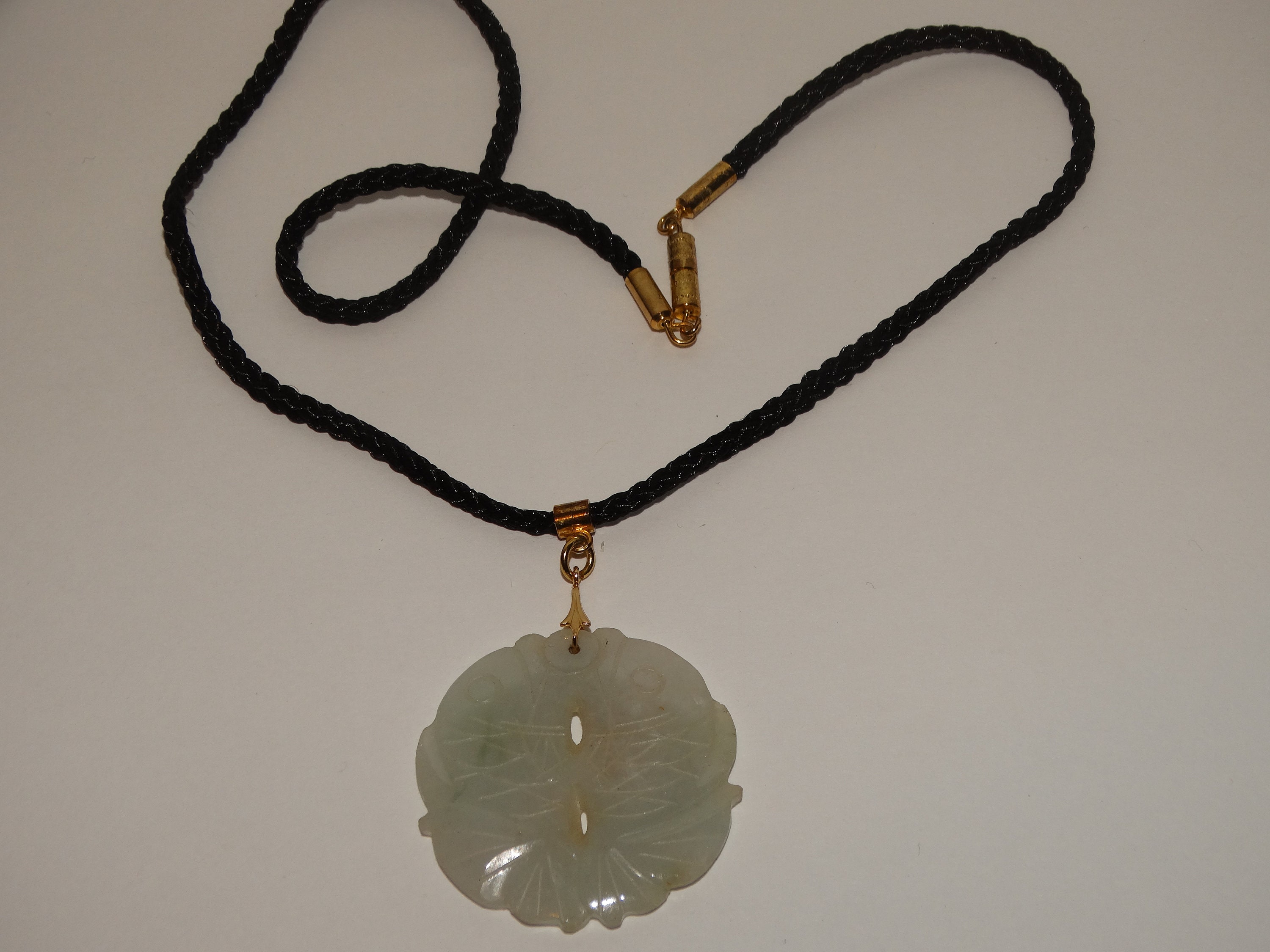 14k Asian Chinese Hand Carved Jade Double Fish Pendant Necklace. - Etsy