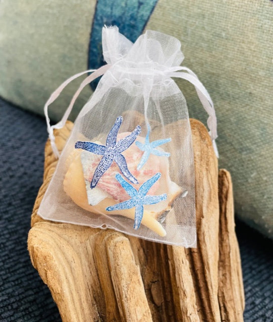 Starfish Gift Bags Star Organza Draw String Lot of 10 Sheer Sealife ...