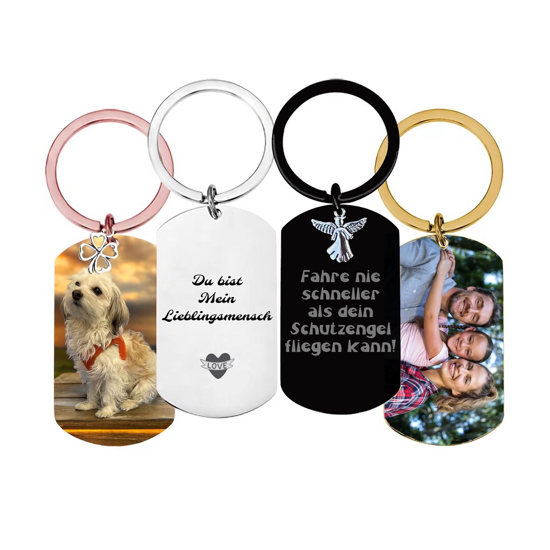 Personalized Keychain With Photo Engraving + Desired Text E.g ...