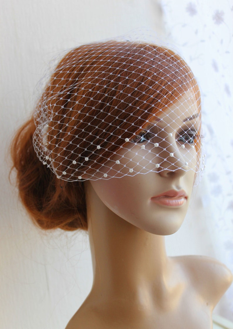 Bridal Birdcage Veil With Pearls Wedding Bandeau Bird Cage - Etsy