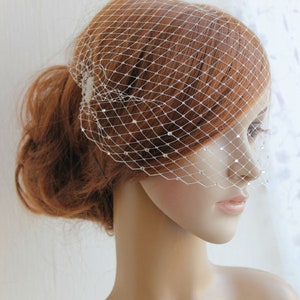 Bridal Fascinator Birdcage Veil With Flower, Wedding Birdcage Veil ...