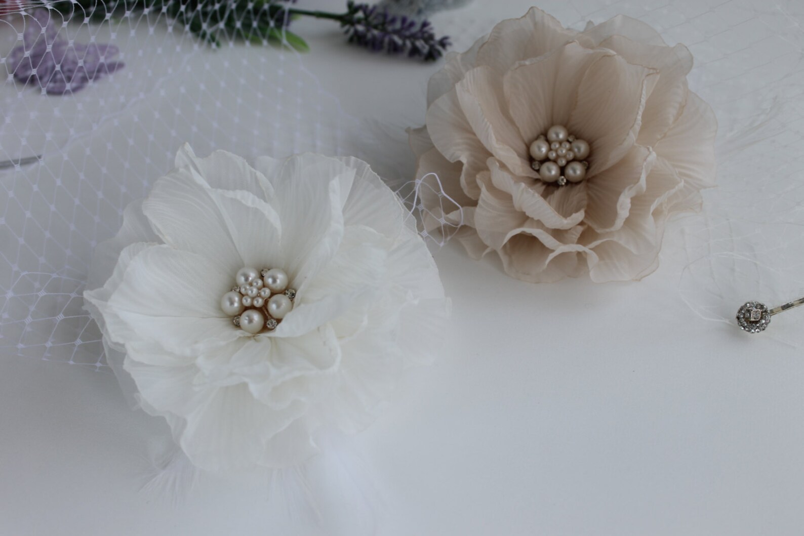 Bridal Fascinator Birdcage Veil With Flower Wedding Birdcage - Etsy