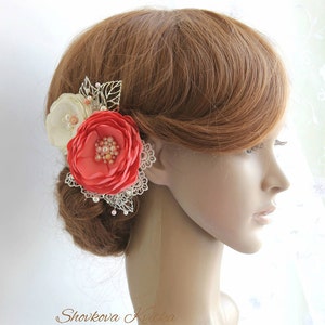 Coral hair flower accessories store