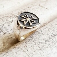 Templar Lion Signet Ring – Sterling Silver Crusader Seal Ring With ...