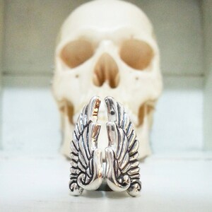 Silver Wing Ring Double Archangel Wing Ring Rock Biker Style Handmade ...