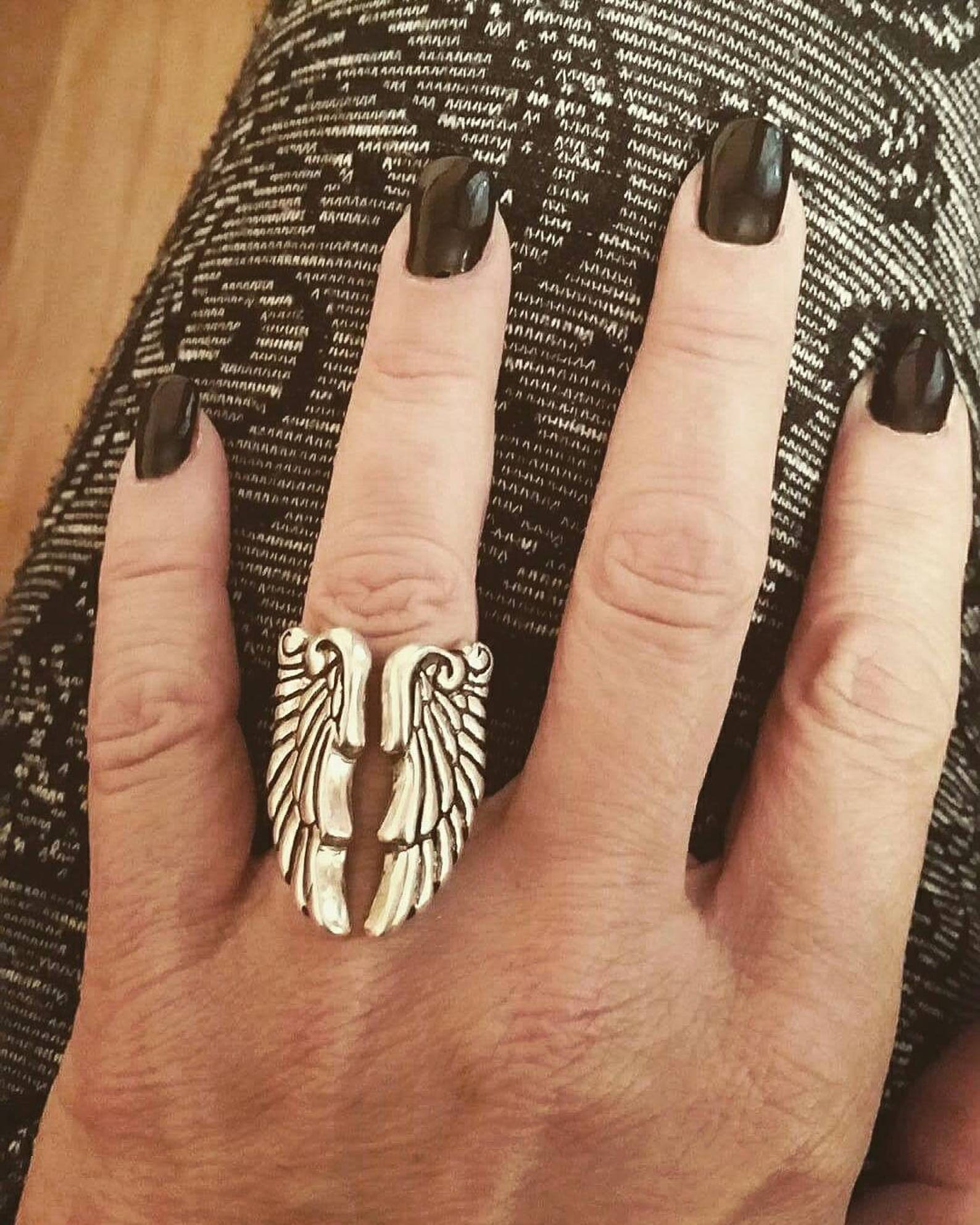 Silver Wing Ring Double Archangel Wing Ring Rock Biker Style | Etsy