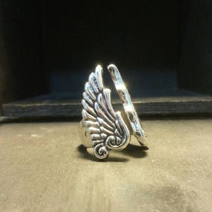Silver Wing Ring Double Archangel Wing Ring Rock Biker Style Handmade ...