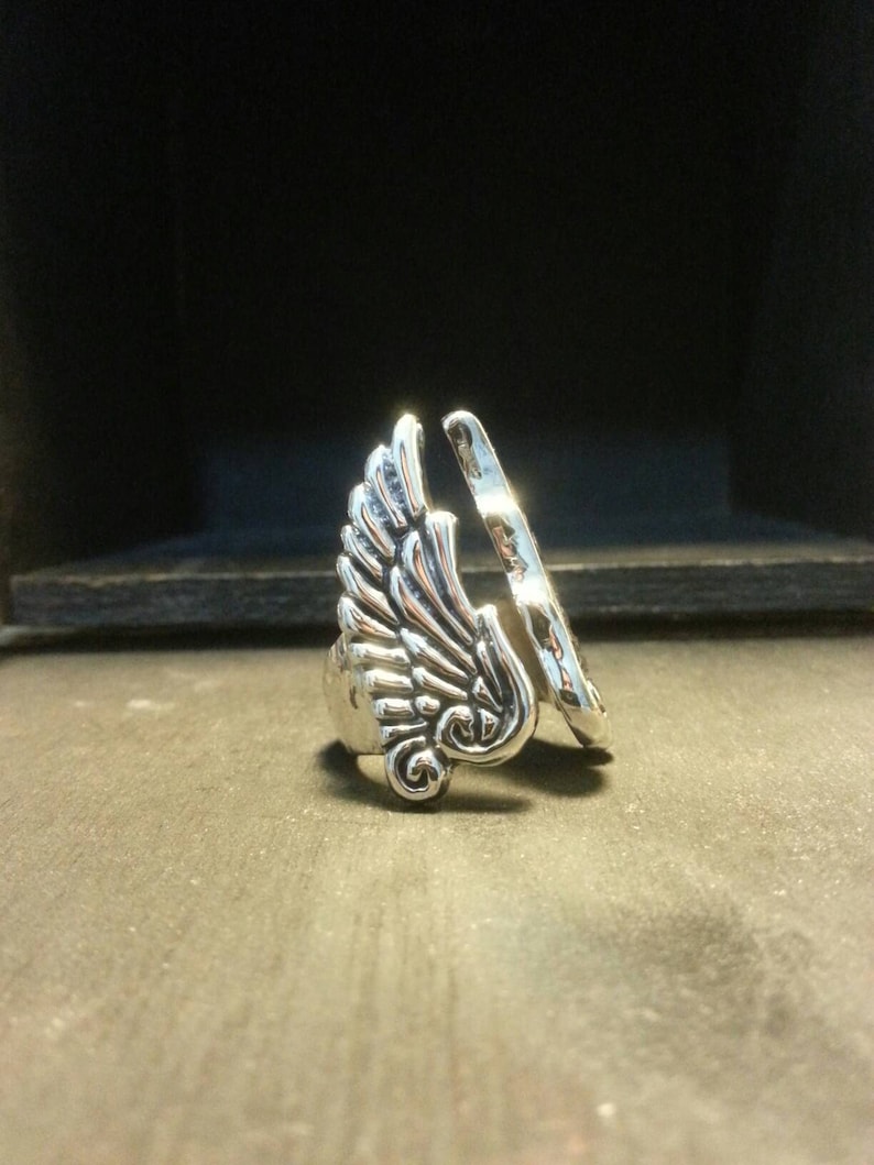 Silver Wing Ring Double Archangel Wing Ring Rock Biker Style | Etsy