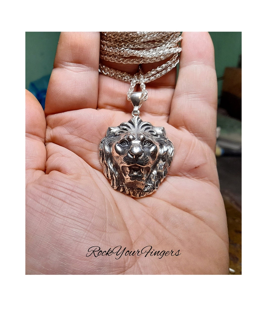 Silver Lion Pendant,sterling Lion Pendant,handmade Silver Animal ...