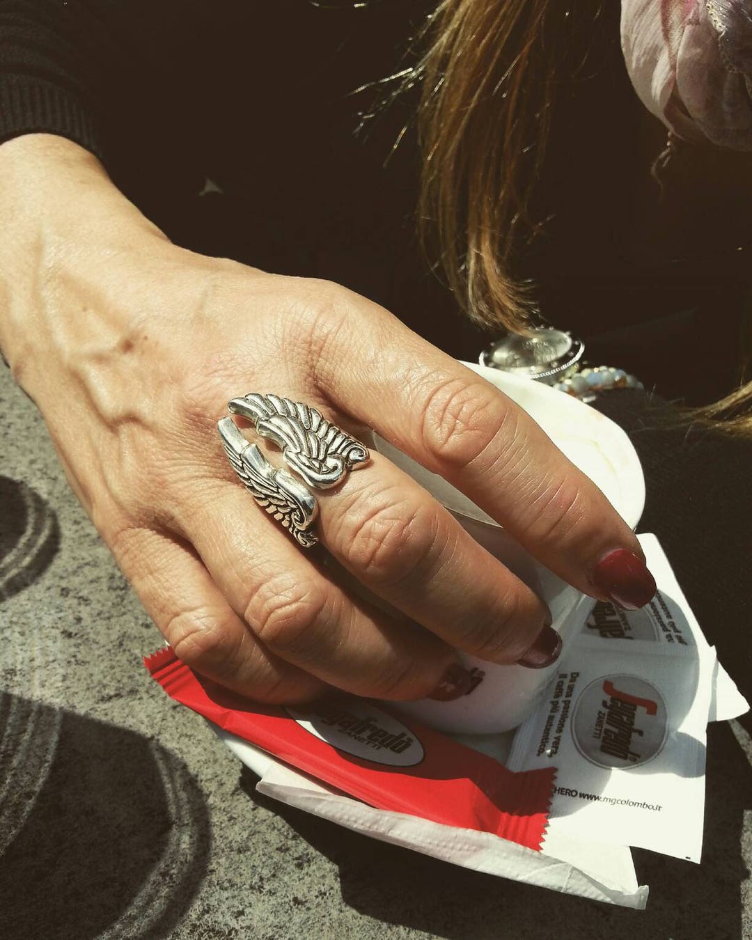 Silver Wing Ring Double Archangel Wing Ring Rock Biker Style Handmade ...