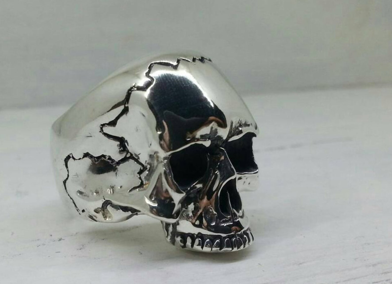 Silver Skull Ring Sterling Silver Skull Ring Half Jaw | Etsy
