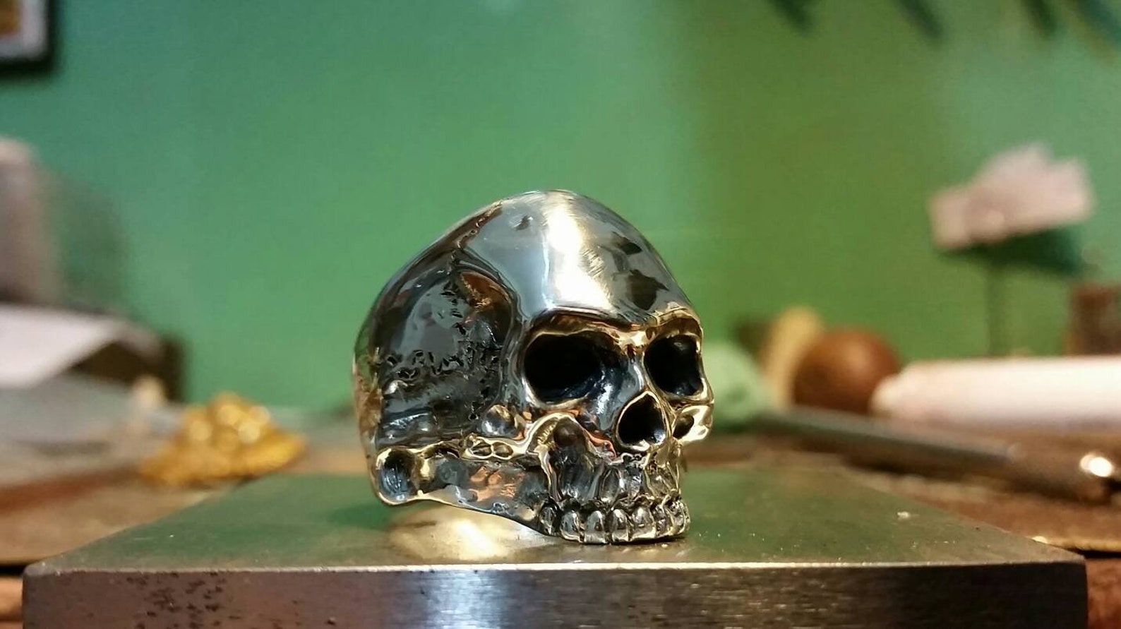 Silver Skull Ring Silver Ring skull Ring solid Back Keith - Etsy