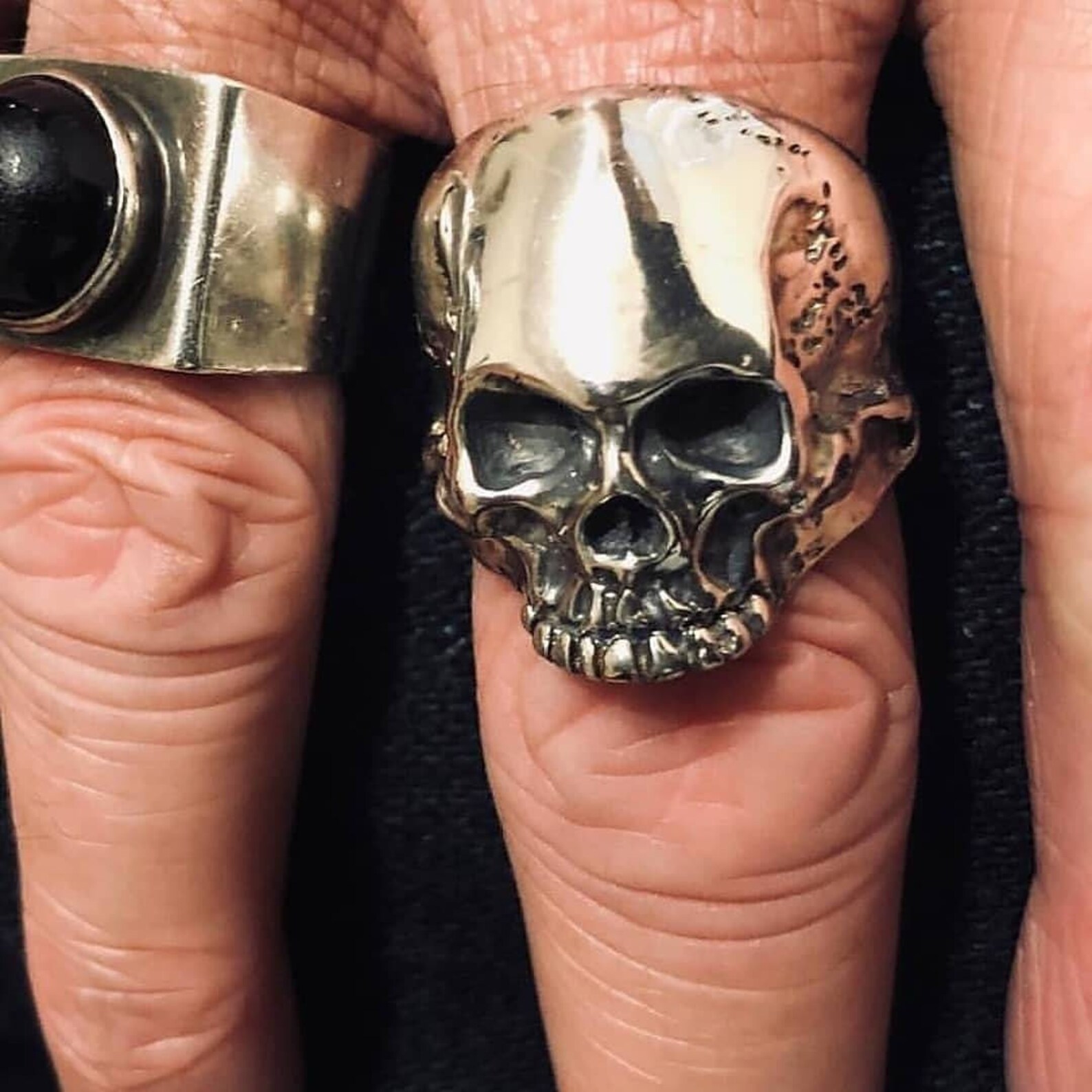 Silver Skull Ring Silver Ring skull Ring solid Back Keith - Etsy