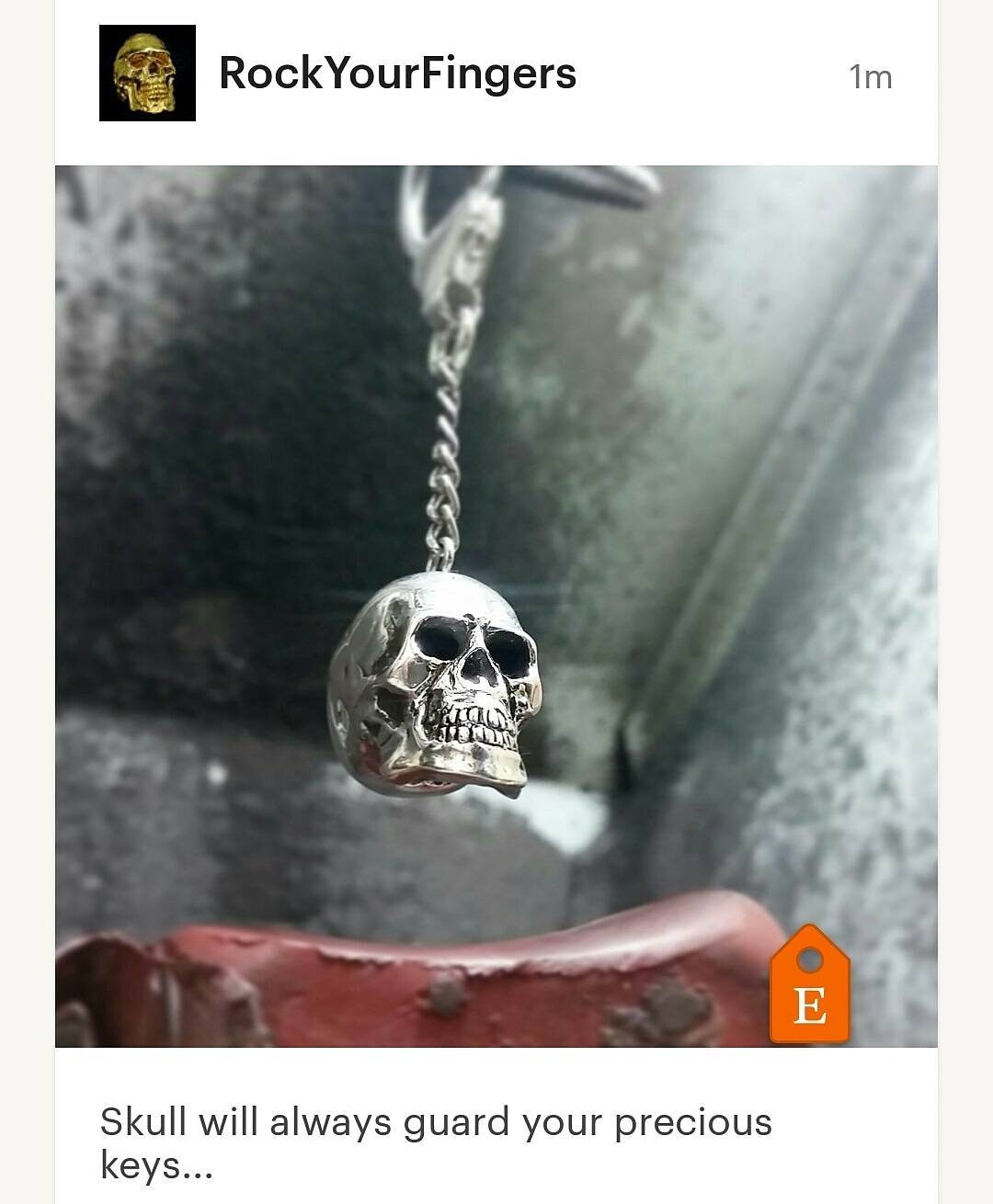Sterling Silver Skull Keychain, Polished Metal Keyholder - Etsy