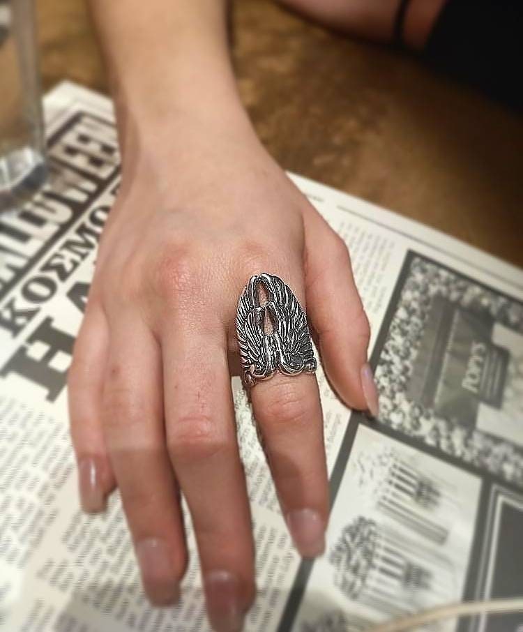 Silver Wing Ring Double Archangel Wing Ring Rock Biker Style | Etsy