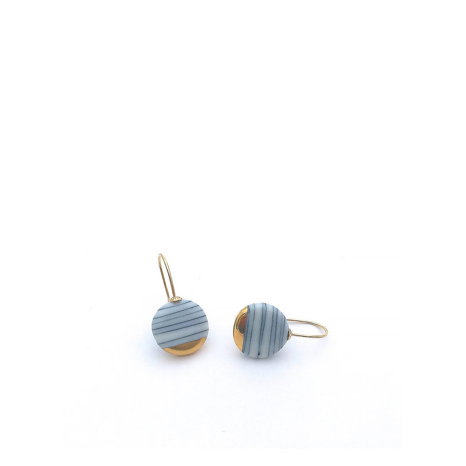 Classic Small Circle Earrings, Porcelain Ceramics With 18k Gold ...