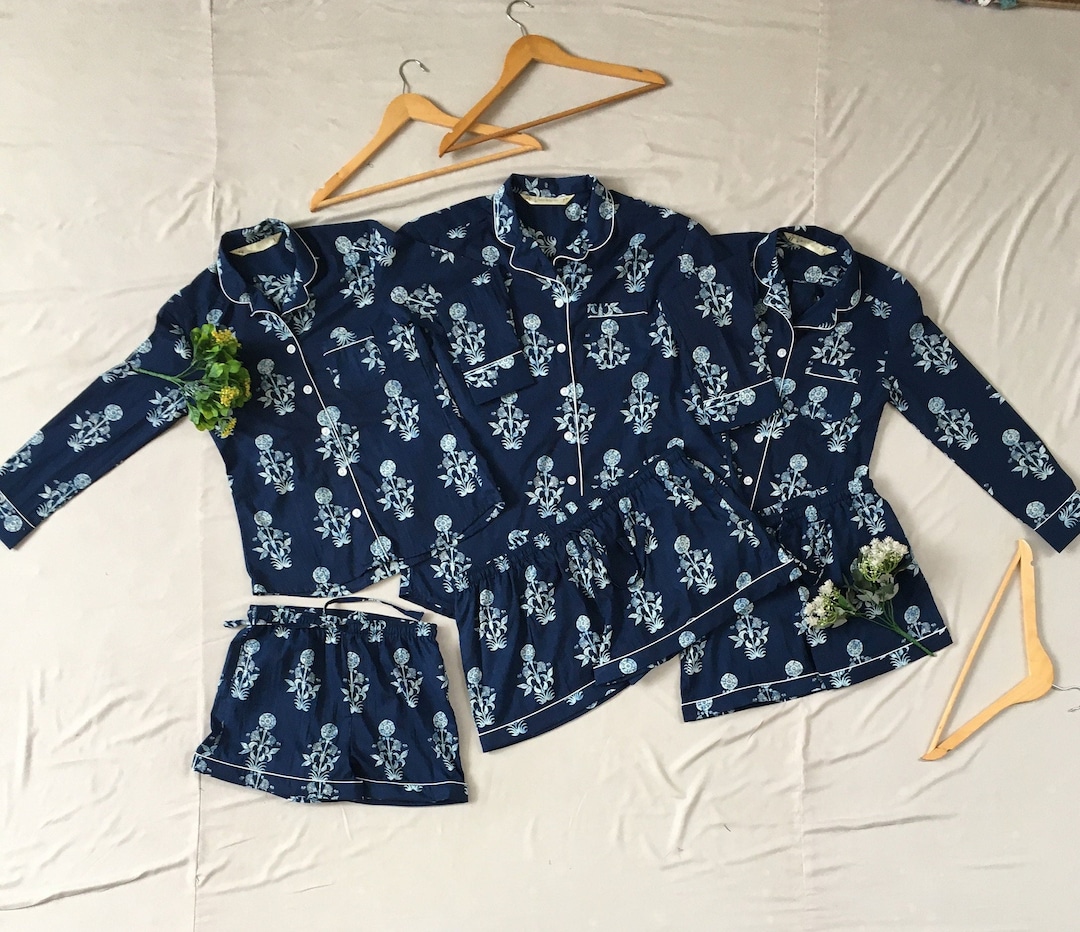 Floral Matching Cotton Pajamas Shirt Short Pant Set for Holidays or ...