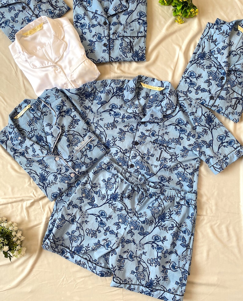 Floral Matching Cotton Pajamas Shirt Short Pant Set for - Etsy
