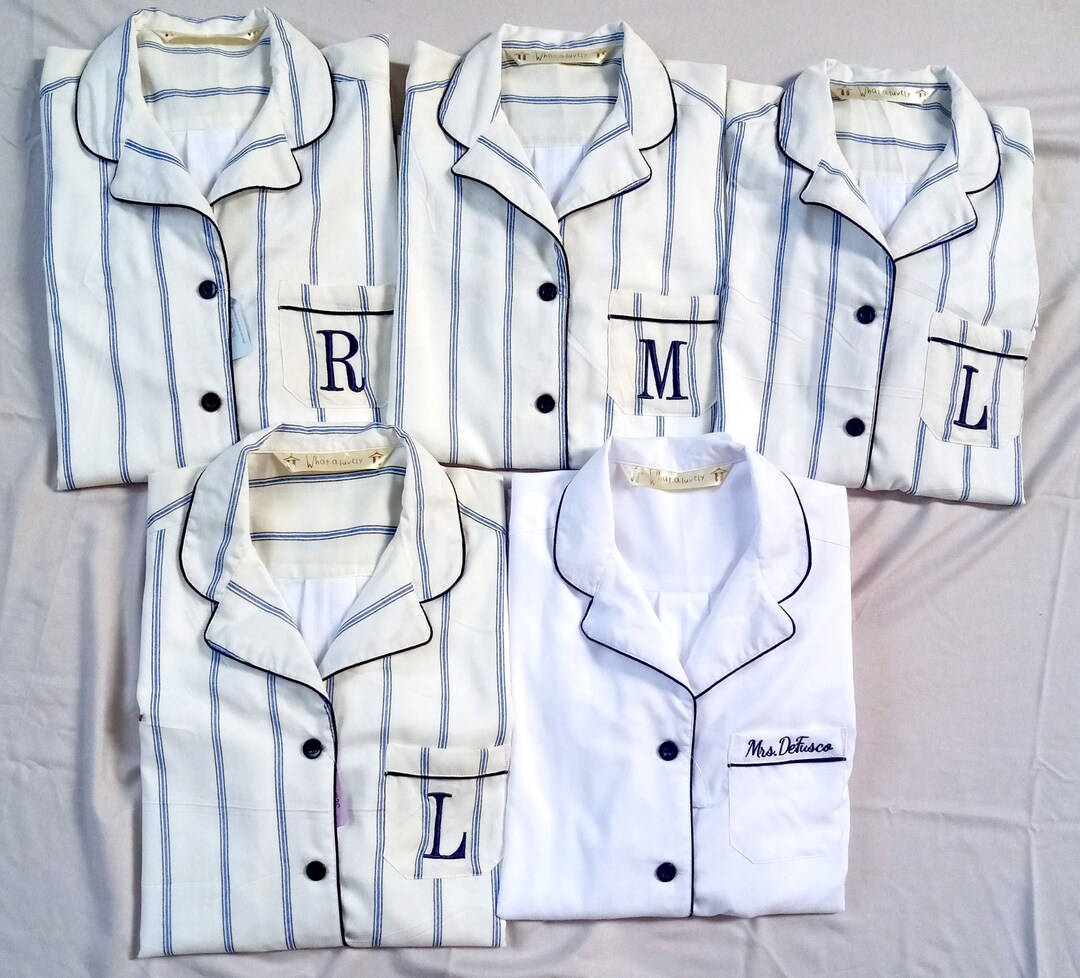 Blue Striped Matching Family Pjs, Bridesmaid Pajama Set, Bridesmaids ...