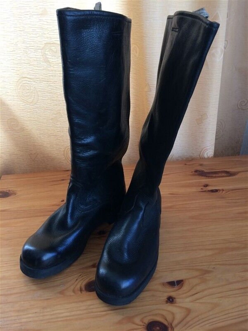 Soviet Russian Leather Military Boots 40 Officer Yuft Sapogi USSR ...