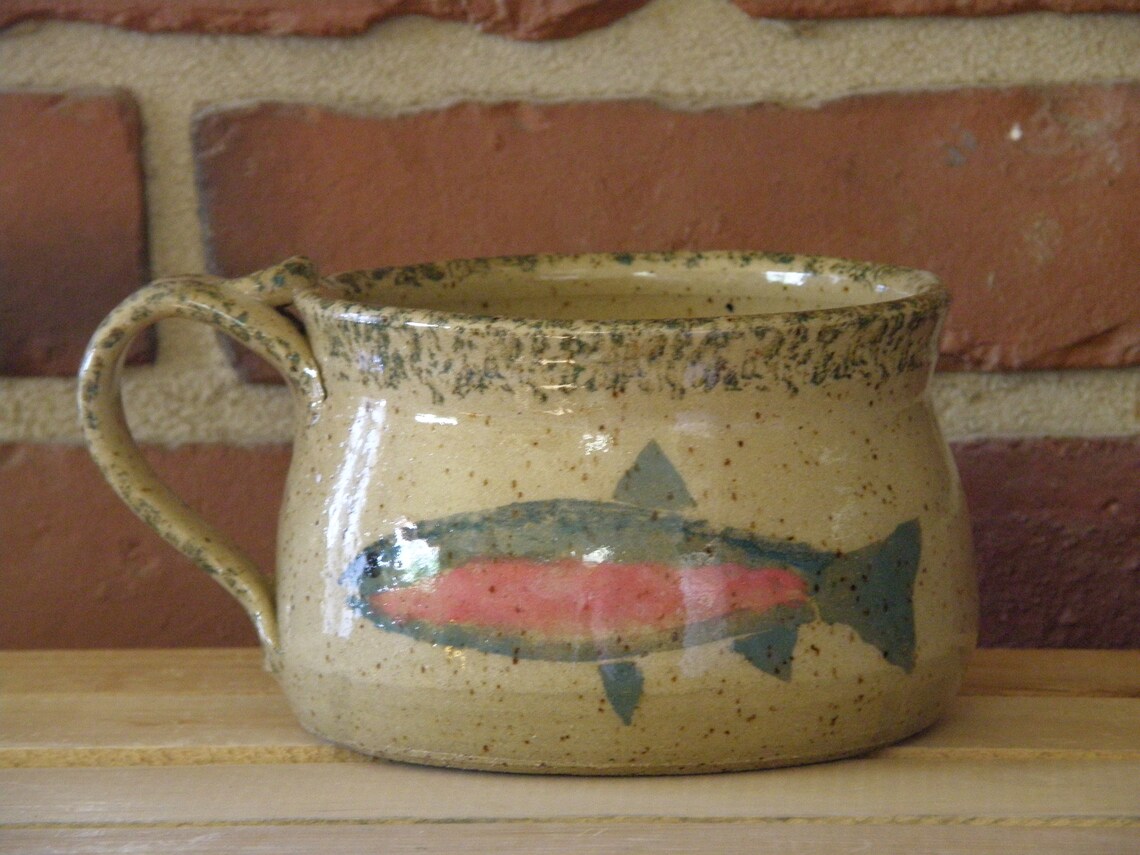 Hand Thrown Rainbow Trout Soup Mug | Etsy