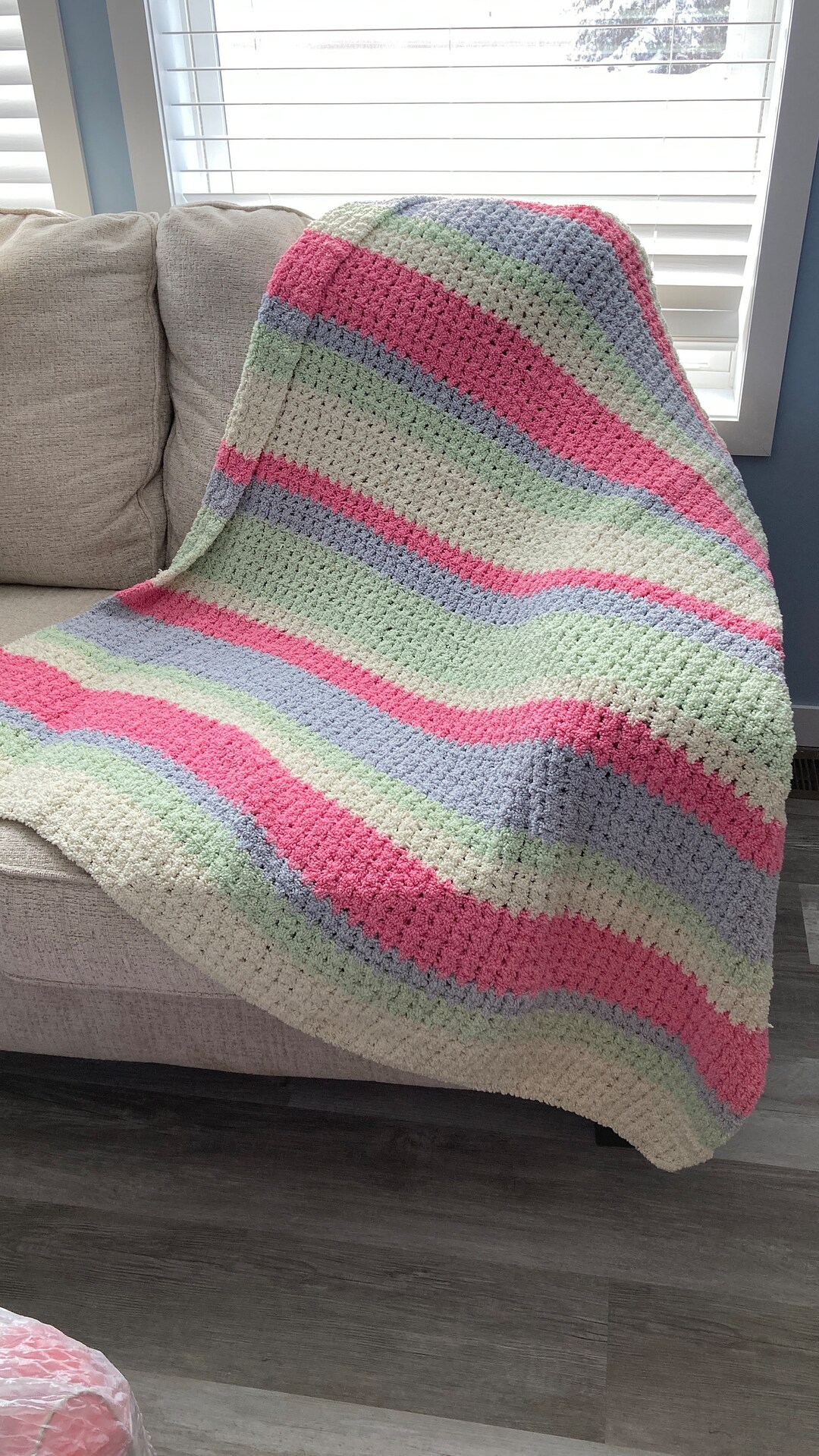 Crochet Cotton Candy Fluffy Blanket, Easy Afghan, Chunky Blanket ...