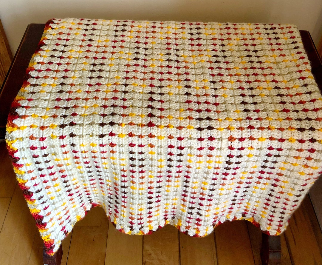 Multi Color Blanket Pattern Easy Crochet Fireside Throw - Etsy