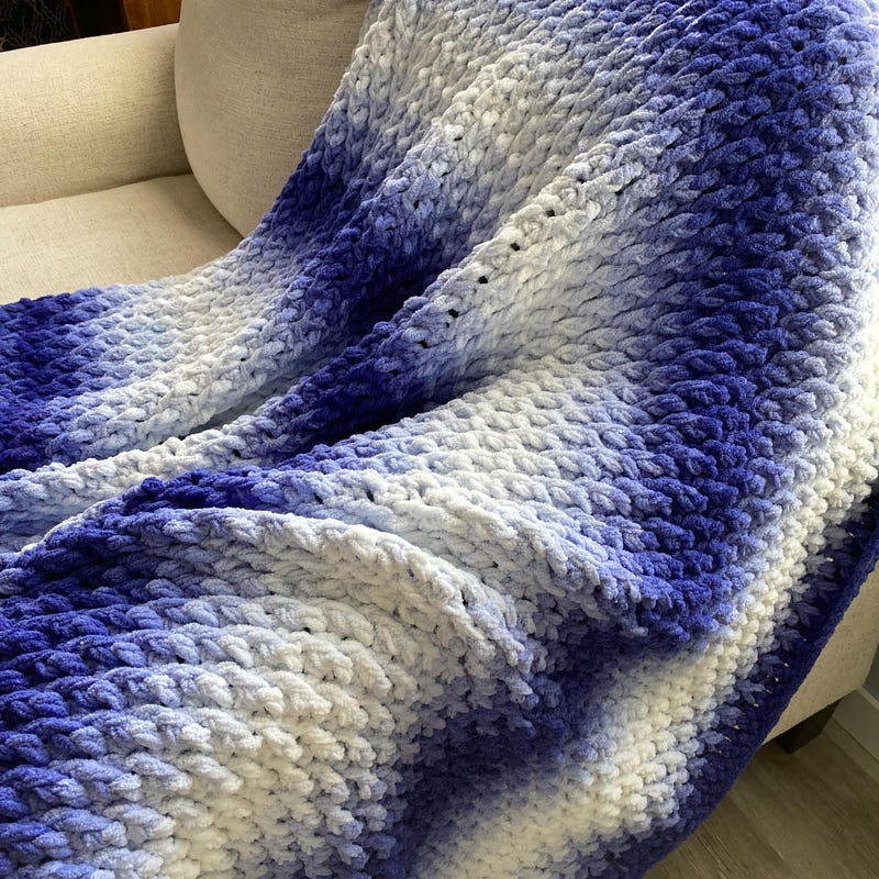 Dark Blue Crochet Blanket - Etsy