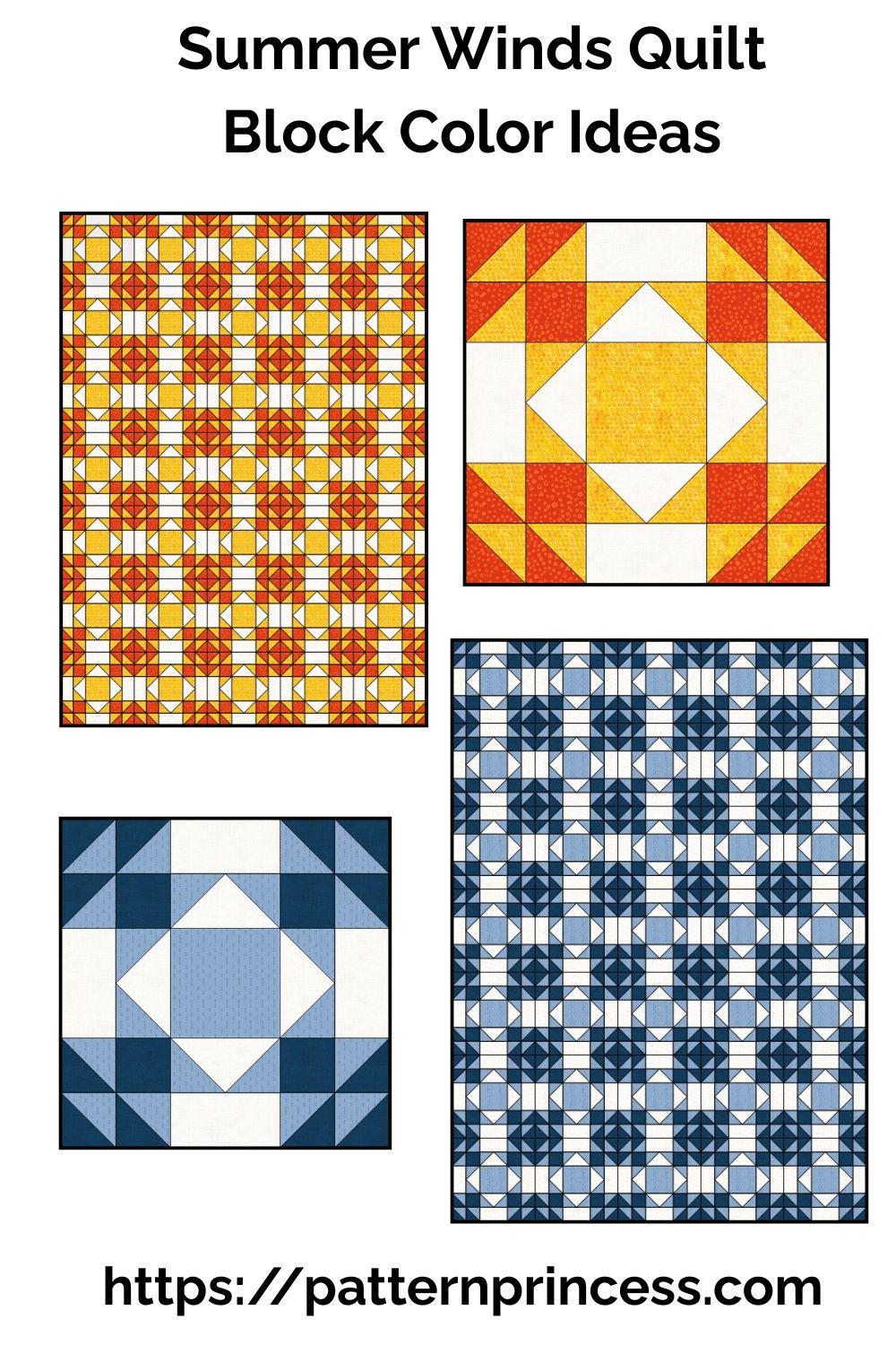 Summer Winds Quilt Block Pattern PDF – 3 Sizes (9