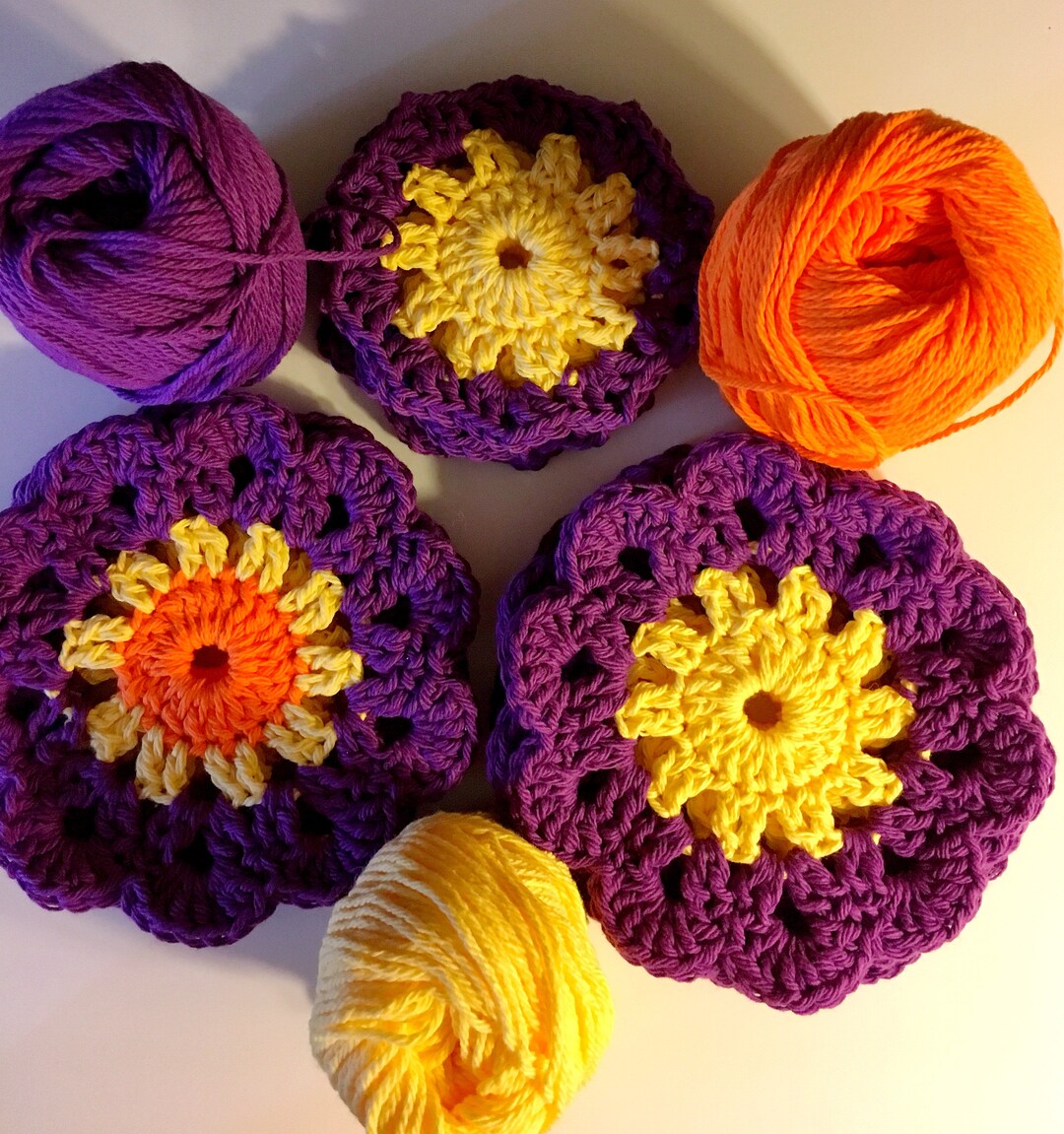 Colorful Crochet Sunshine Coaster Patterns, Easy Beginner Crochet (PDF ...