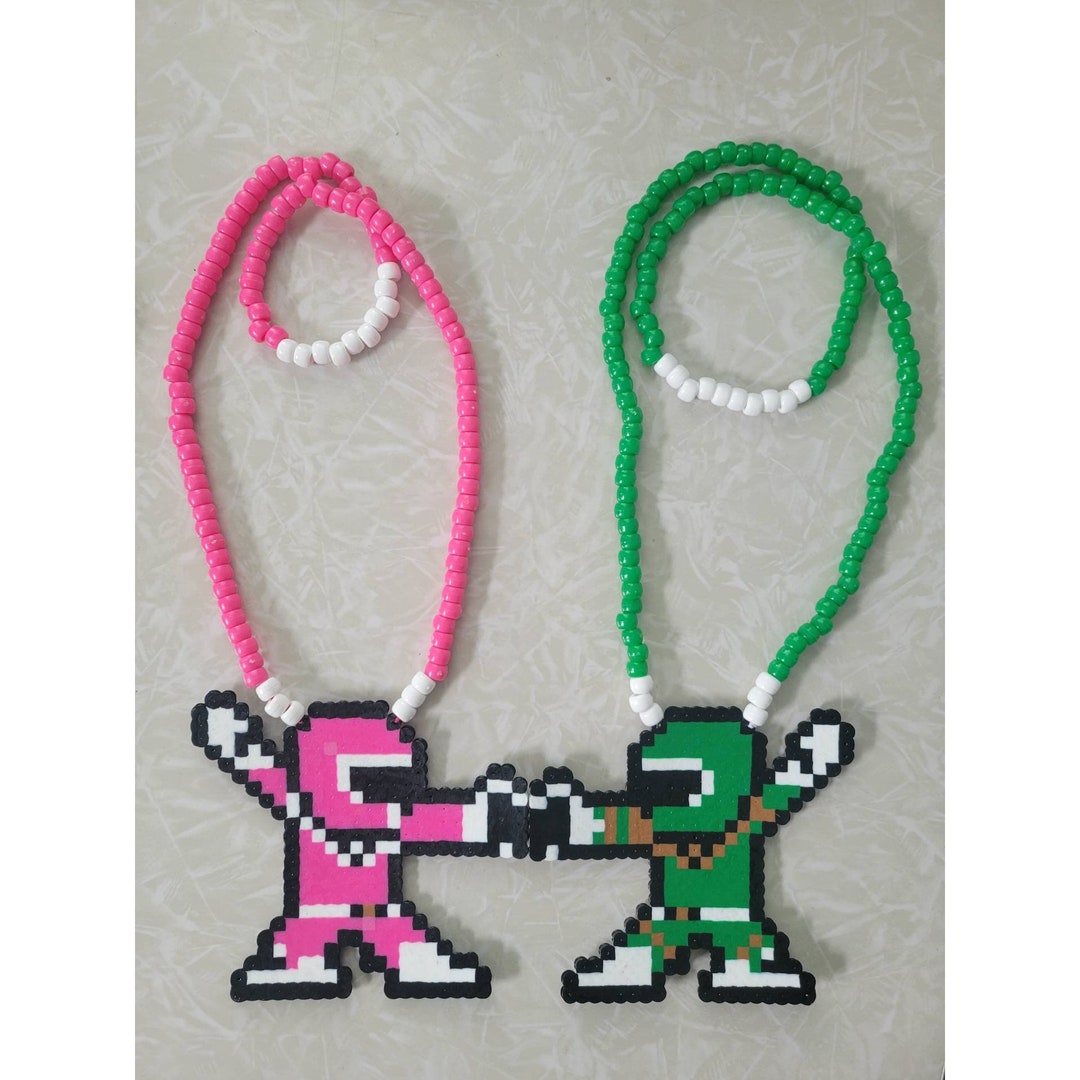 Power Rangers Kandi Perler Necklace Set for Couples Green and - Etsy