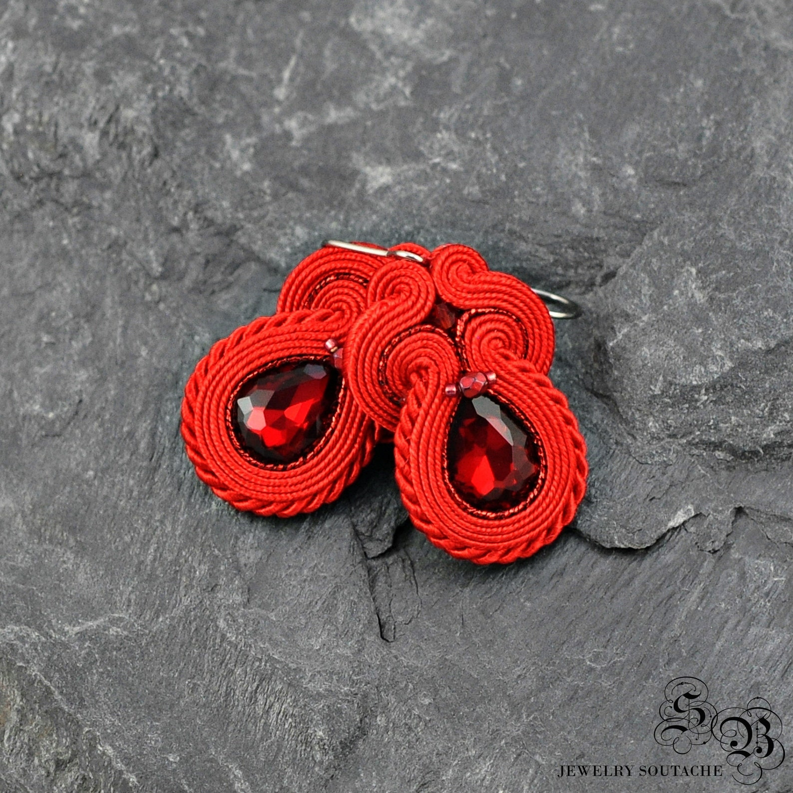Red Clip-on Earrings Elegant Soutache Earrings Elegant Clip - Etsy