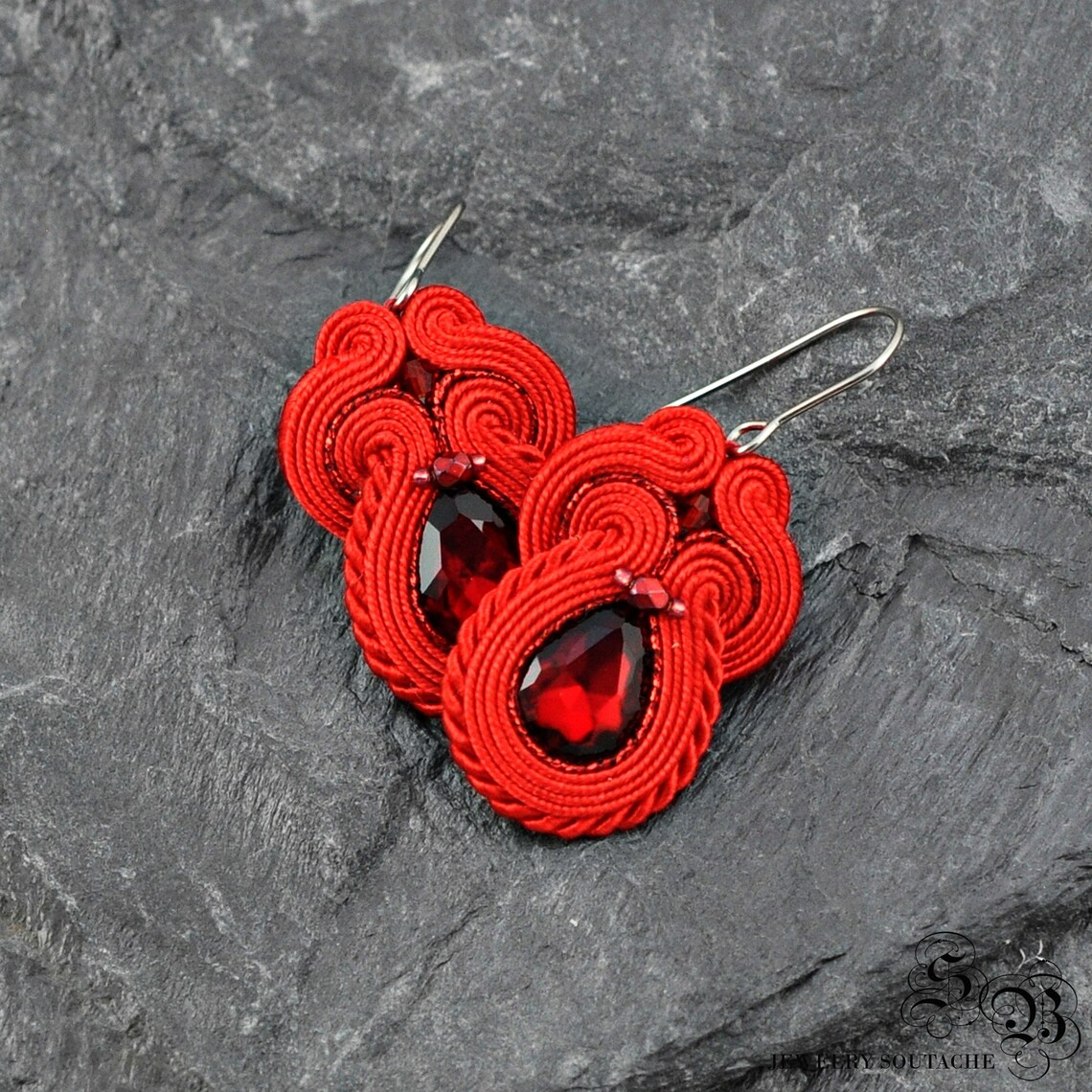 Red Clip-on Earrings Elegant Soutache Earrings Elegant Clip - Etsy