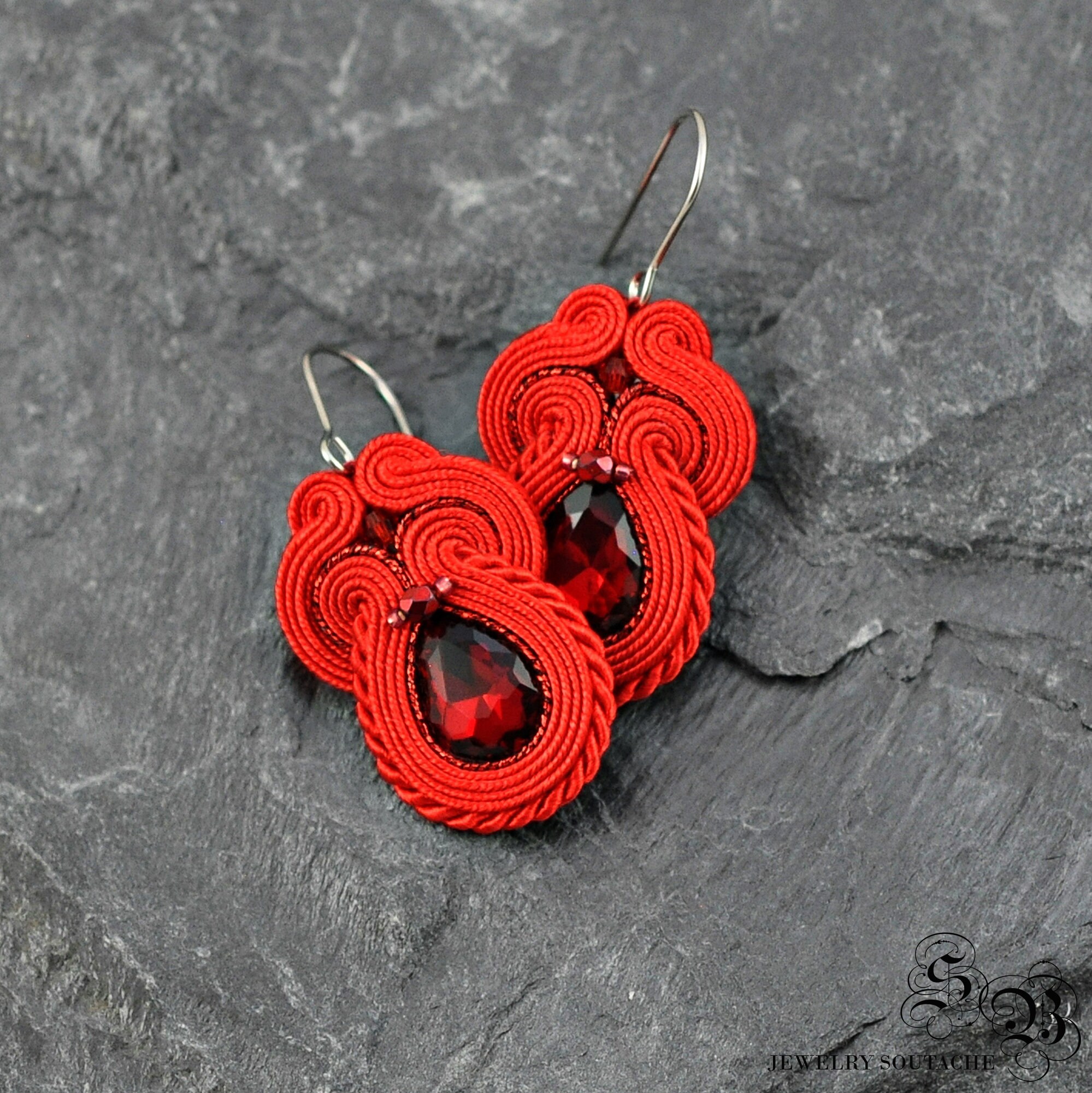 Red Clip-on Earrings Elegant Soutache Earrings Elegant Clip - Etsy