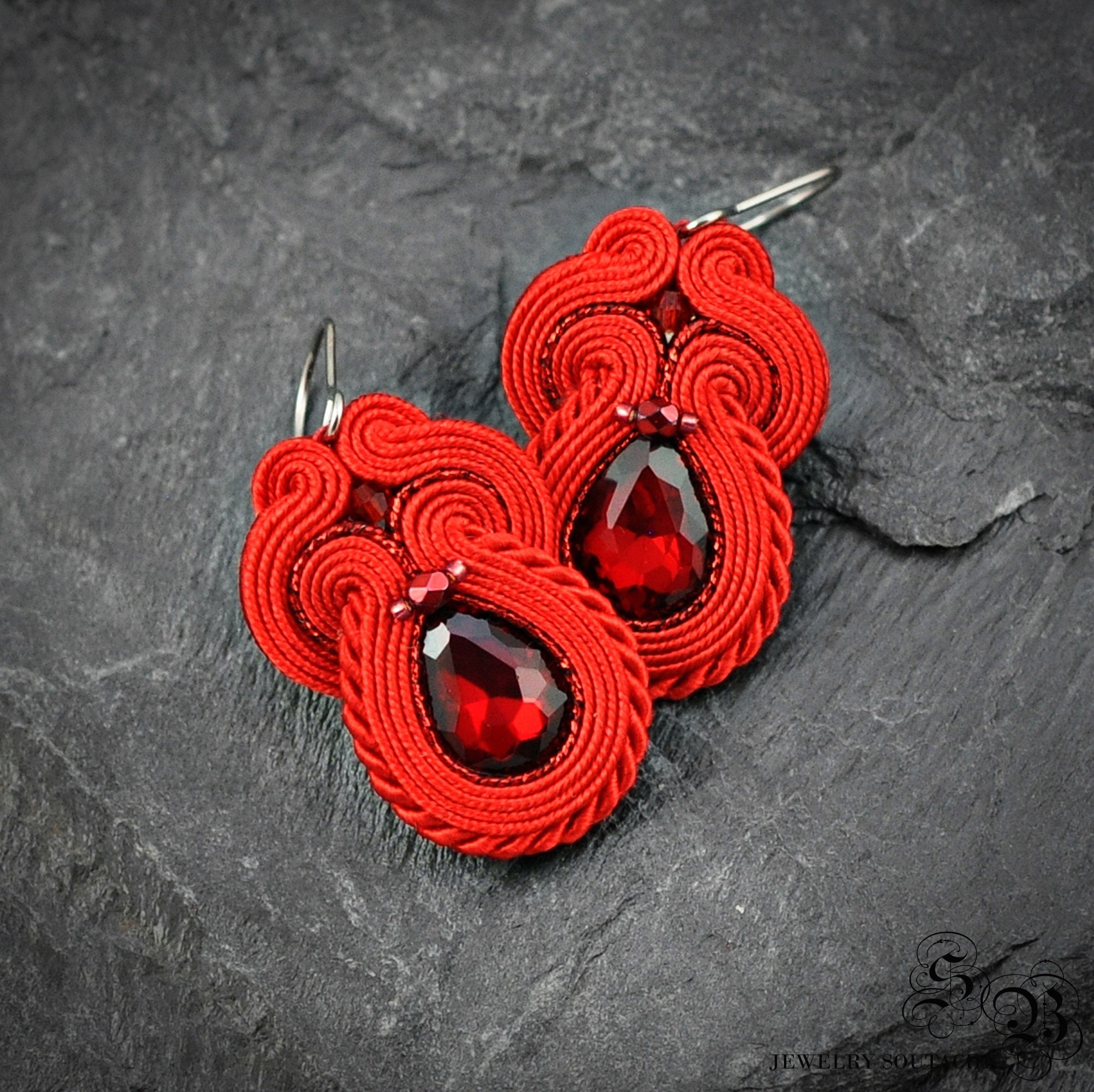 Red Clip-on Earrings Elegant Soutache Earrings Elegant Clip - Etsy