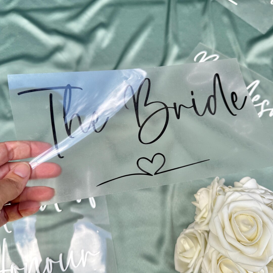 Iron on Vinyl Names & Roles Wedding Hen Personalised Robes Pjs and T ...