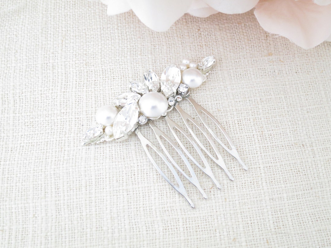 Small Bridal Comb Modern Hair Brooch Wedding Hair Accessory Petite ...