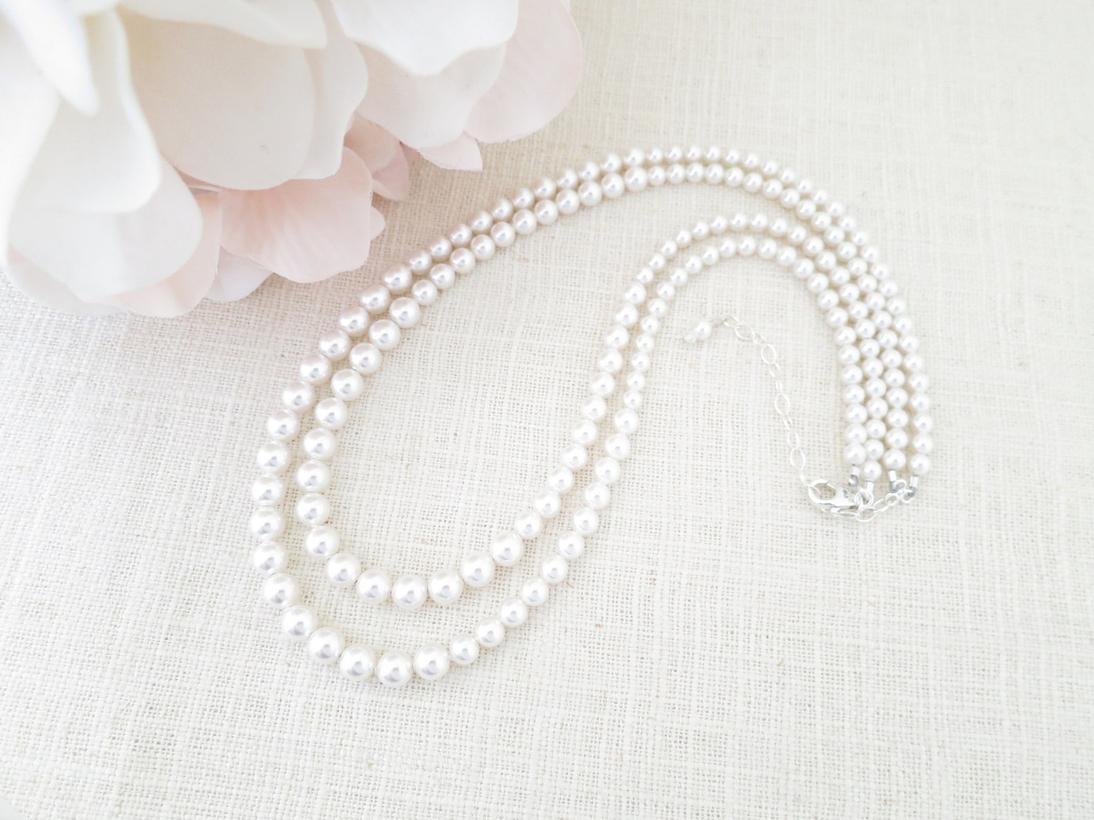 Double Strand Pearl Necklace: Graduated Pearls, Elegant Bridal Jewelry ...