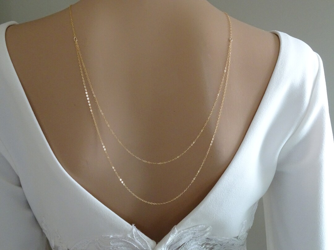 Double Strand Backdrop Necklace Freshwater Pearl Back Necklace ...