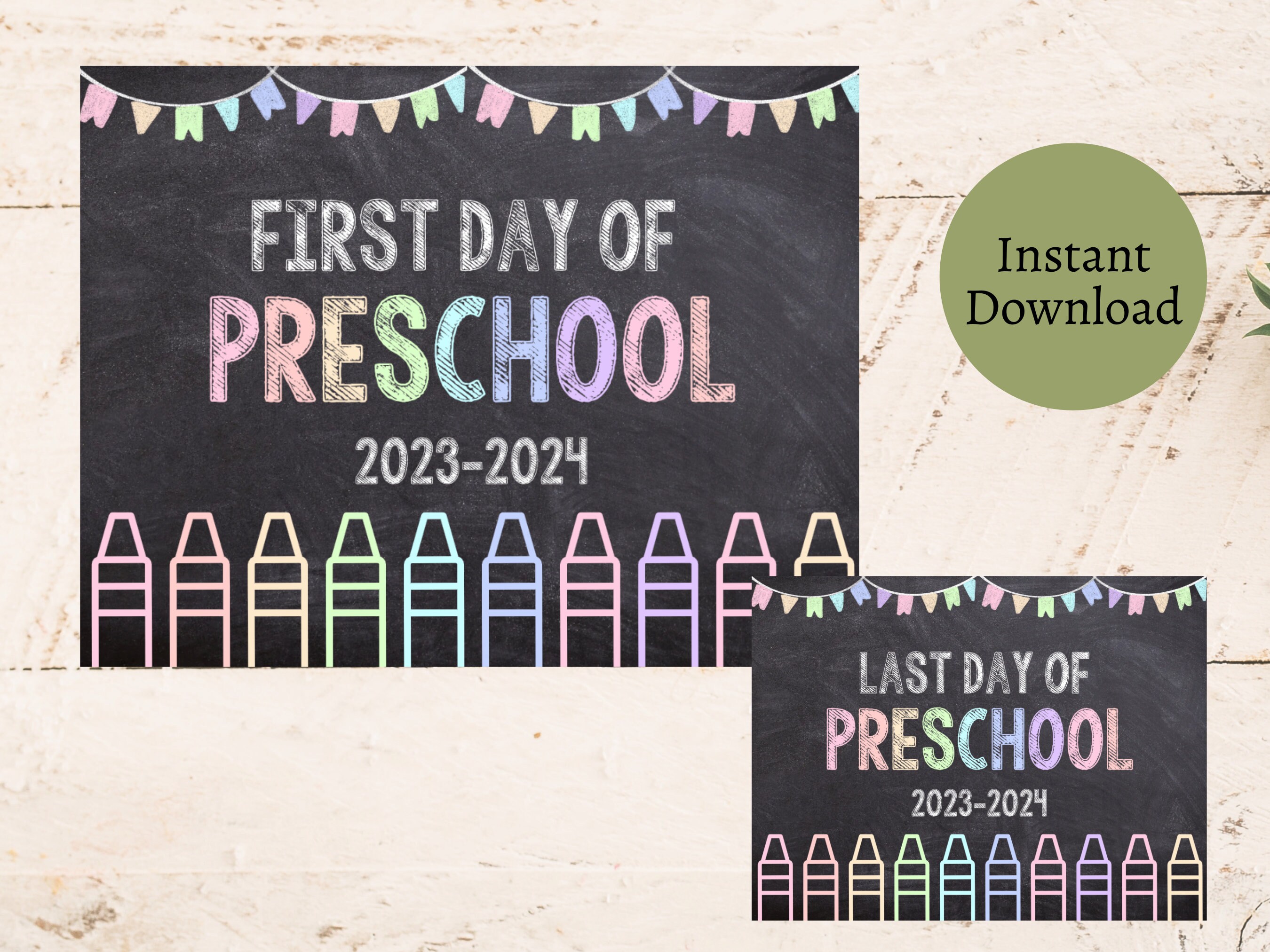 First Day of Preschool Printable Sign Last Day of Preschool - Etsy