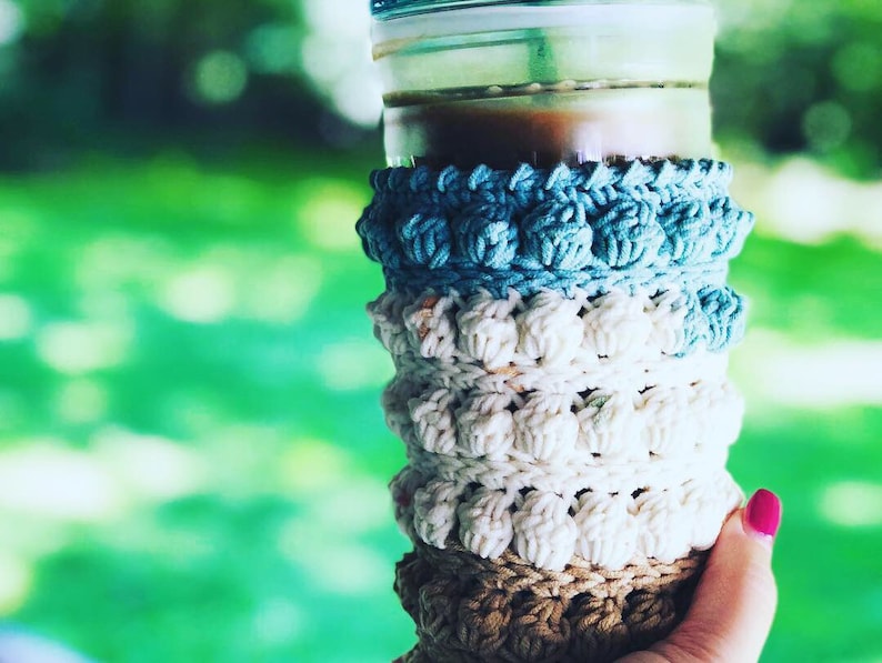 Crochet Pattern>>knot the Bobble Cup Cozy>>2 Sizes Included>>cup Cozy ...