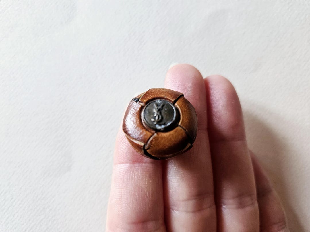 1 Button _vintage Leather YSL Button_ Luxury Button _ Designer Button ...