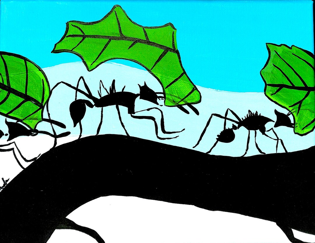 Art Print 8.5x11 Leaf Cutter Ants on Log - Etsy