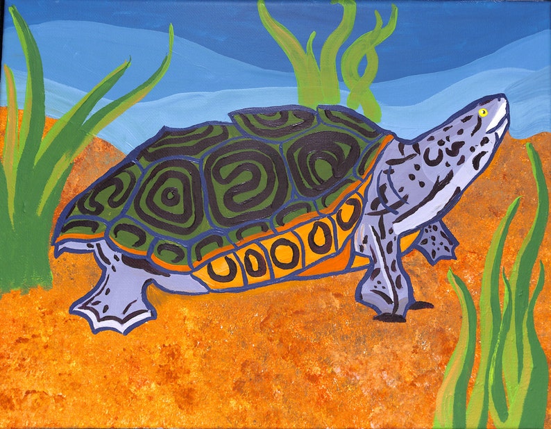 Art Print 8.5x10.5 Diamondback Terrapin Nesting on Beach | Etsy