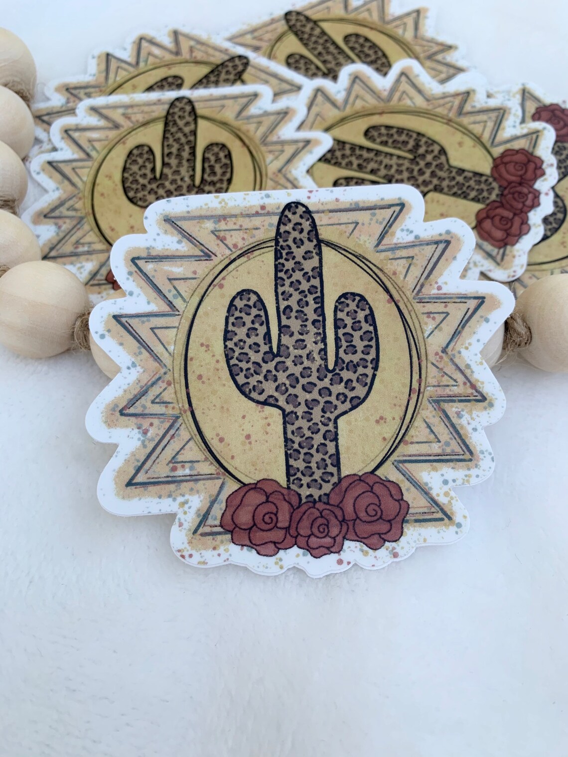Western Aztec Leopard Cactus Vinyl Sticker Boho - Etsy
