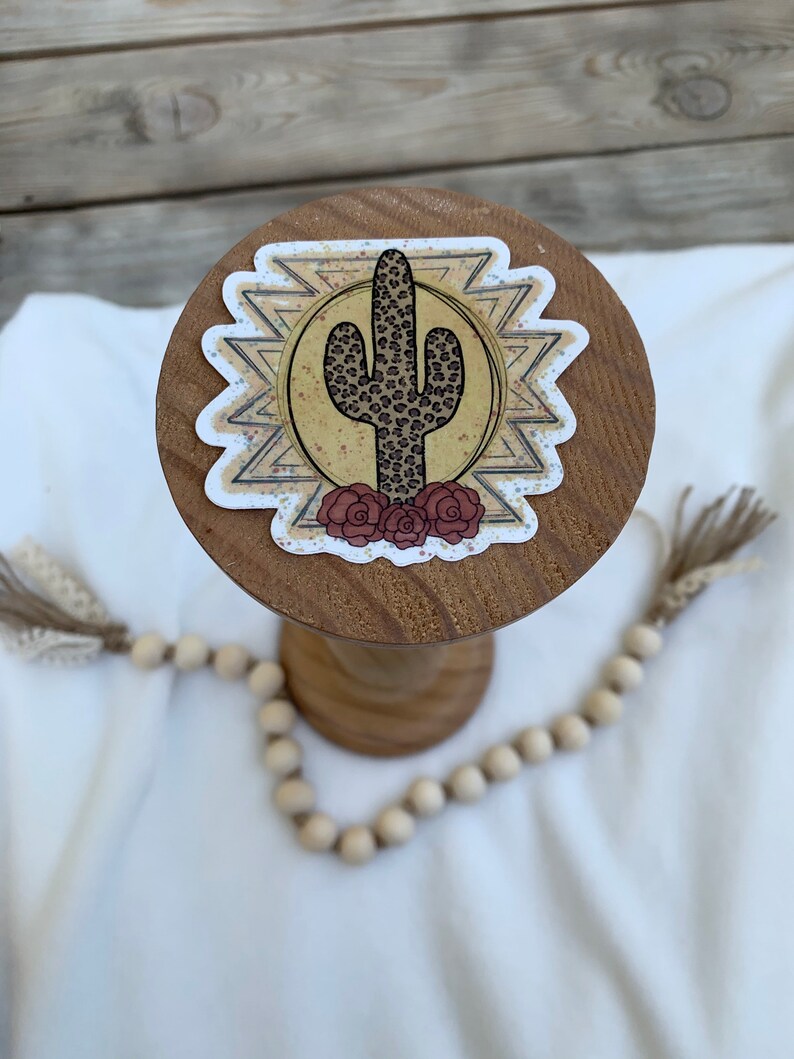 Western Aztec Leopard Cactus Vinyl Sticker Boho - Etsy